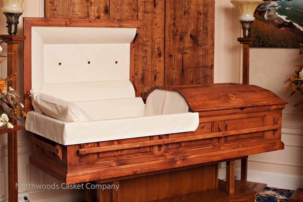 Antique Pine Casket with Stationary Wooden Handles – Northwoods Casket ...