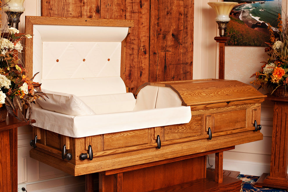 Classic Oak Casket with Swingbar Handles – Northwoods Casket Company