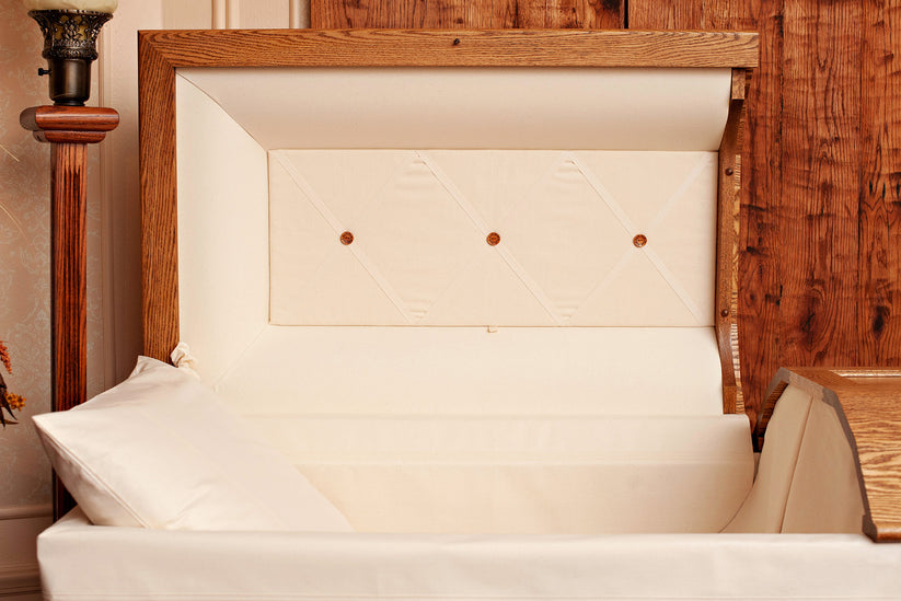 Classic Oak Casket with Swingbar Handles – Northwoods Casket Company