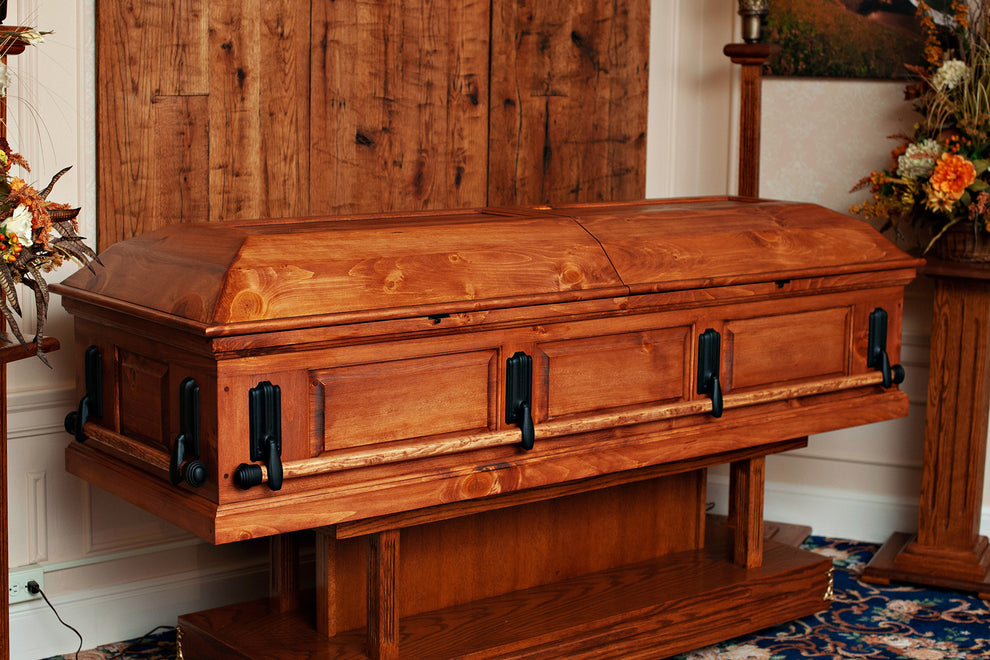 Antique Pine Casket with Swingbar Handles – Northwoods Casket Company