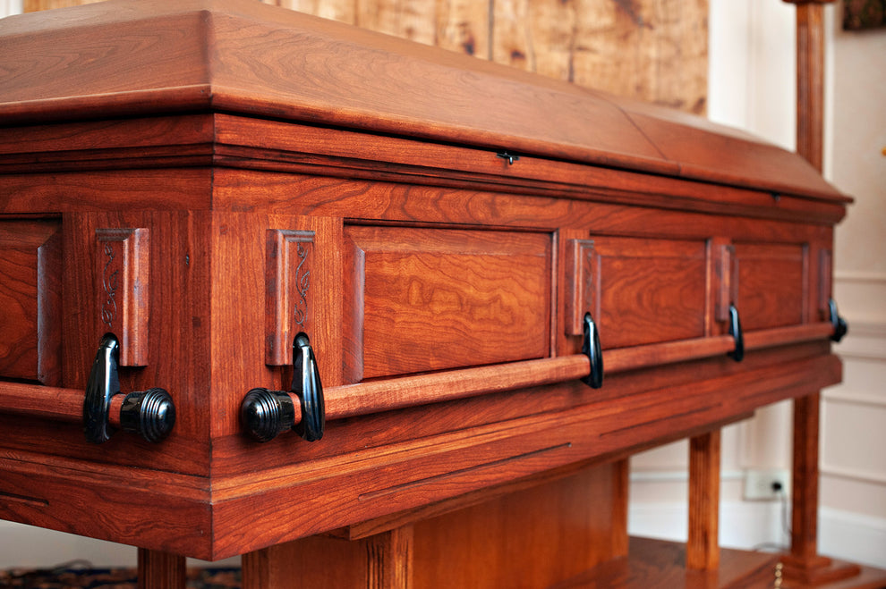 Classic Cherry Casket with Swingbar Handles – Northwoods Casket Company