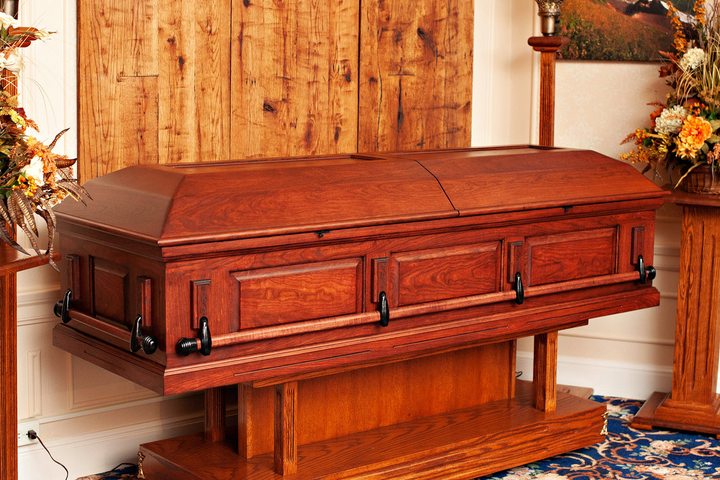 Classic Cherry Casket with Swingbar Handles – Northwoods Casket Company
