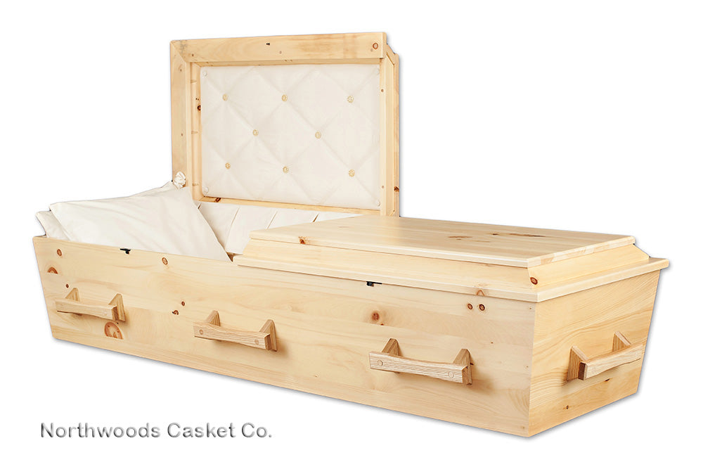 Old World Pine Casket in Satin Amber – Northwoods Casket Company