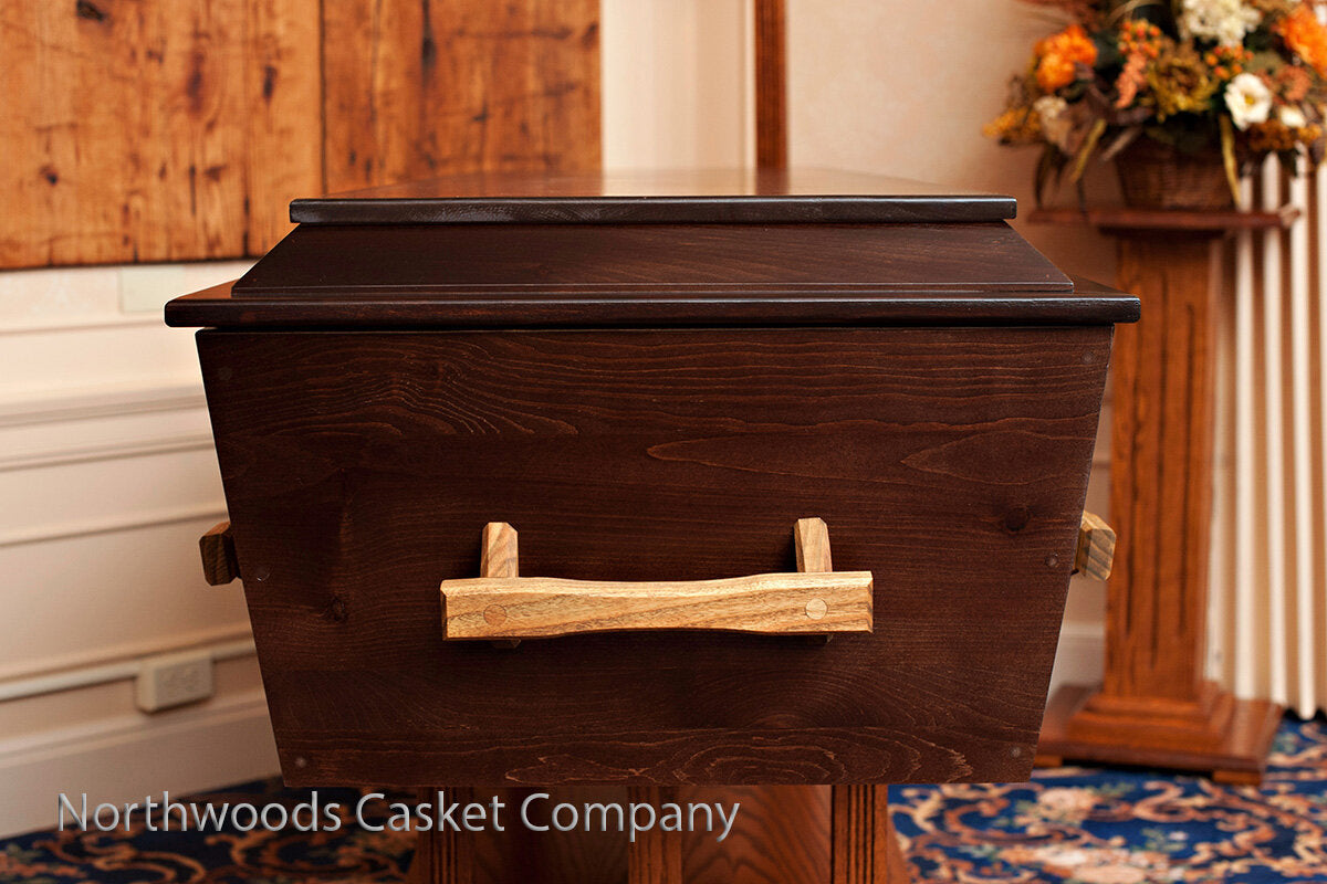 Old World Pine Casket in English Coffee – Northwoods Casket Company