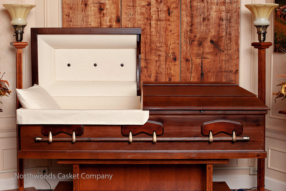 American Heritage Pine Casket in Tavern Brown – Northwoods Casket Company