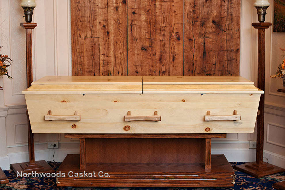 Old World Pine Casket in Satin Amber – Northwoods Casket Company
