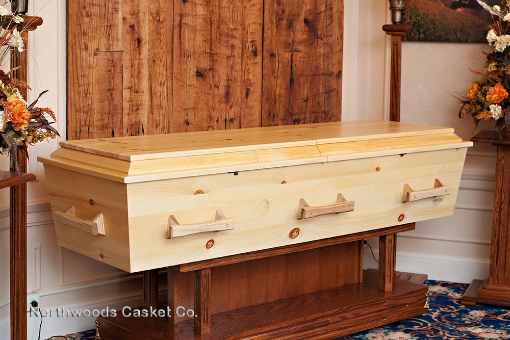 Old World Pine Casket in Satin Amber – Northwoods Casket Company