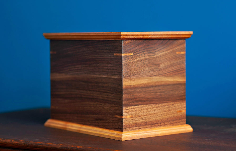 Walnut and Cherry Cremation Urn in Craftsman Style, Standard Adult Siz ...