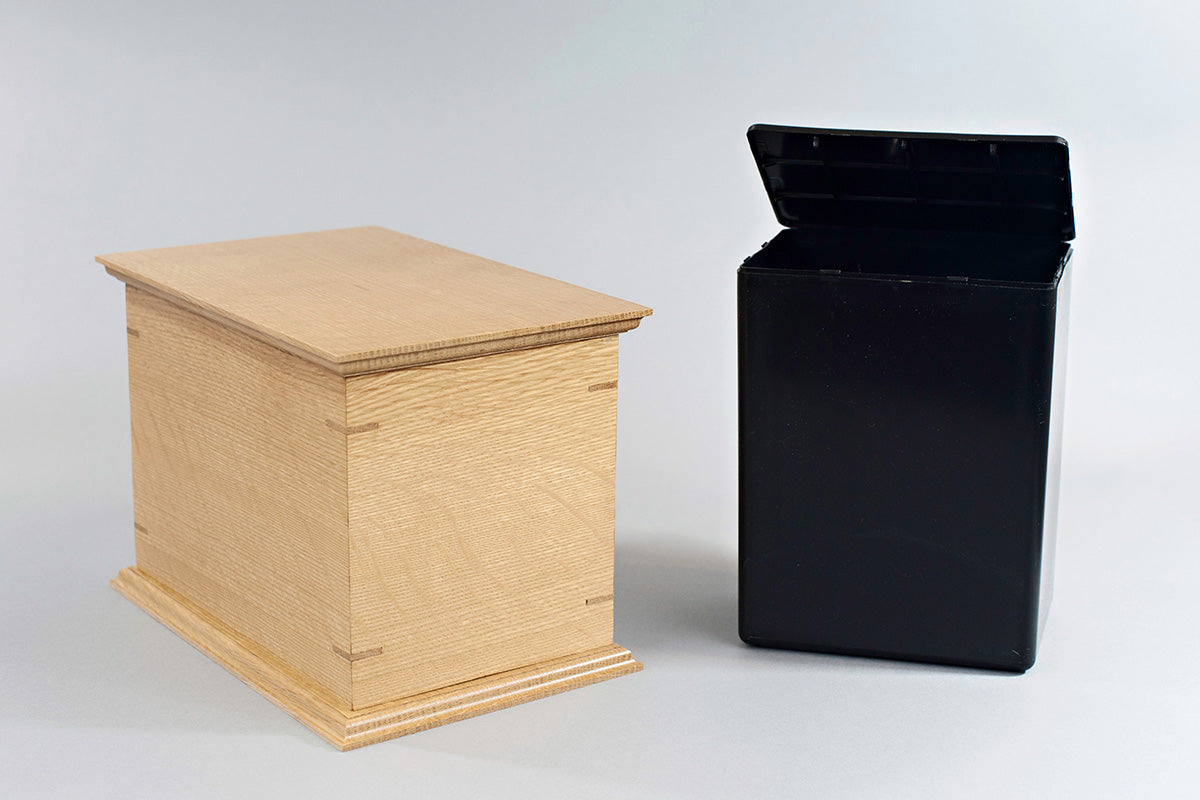 Quarter Sawn White Oak Cremation Urn in Craftsman Style, Standard Adul ...